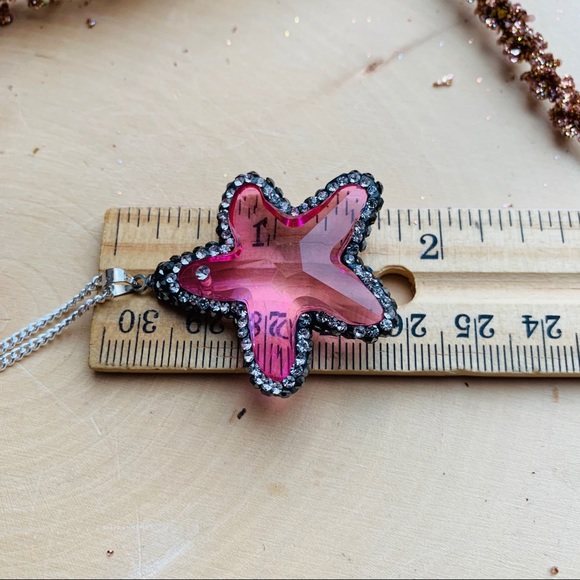 Lamorajewels | Jewelry | Pink Crystal 3d Star Pendant Silver Necklace ...
